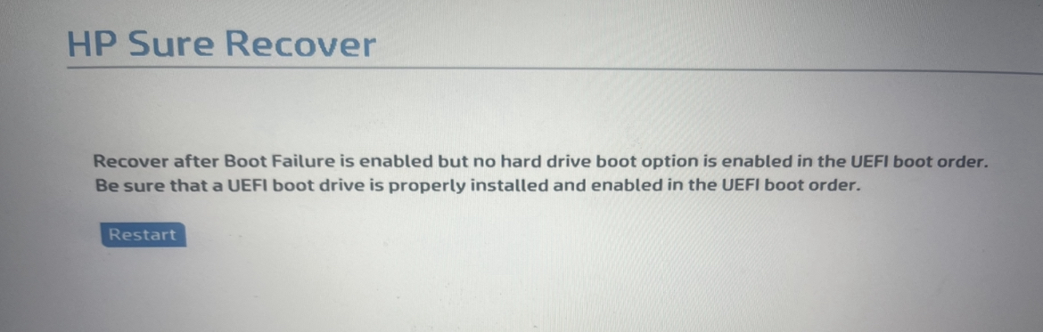 系统更新后开机出现HP Sure Recover - 惠普支持社区 - 1327887