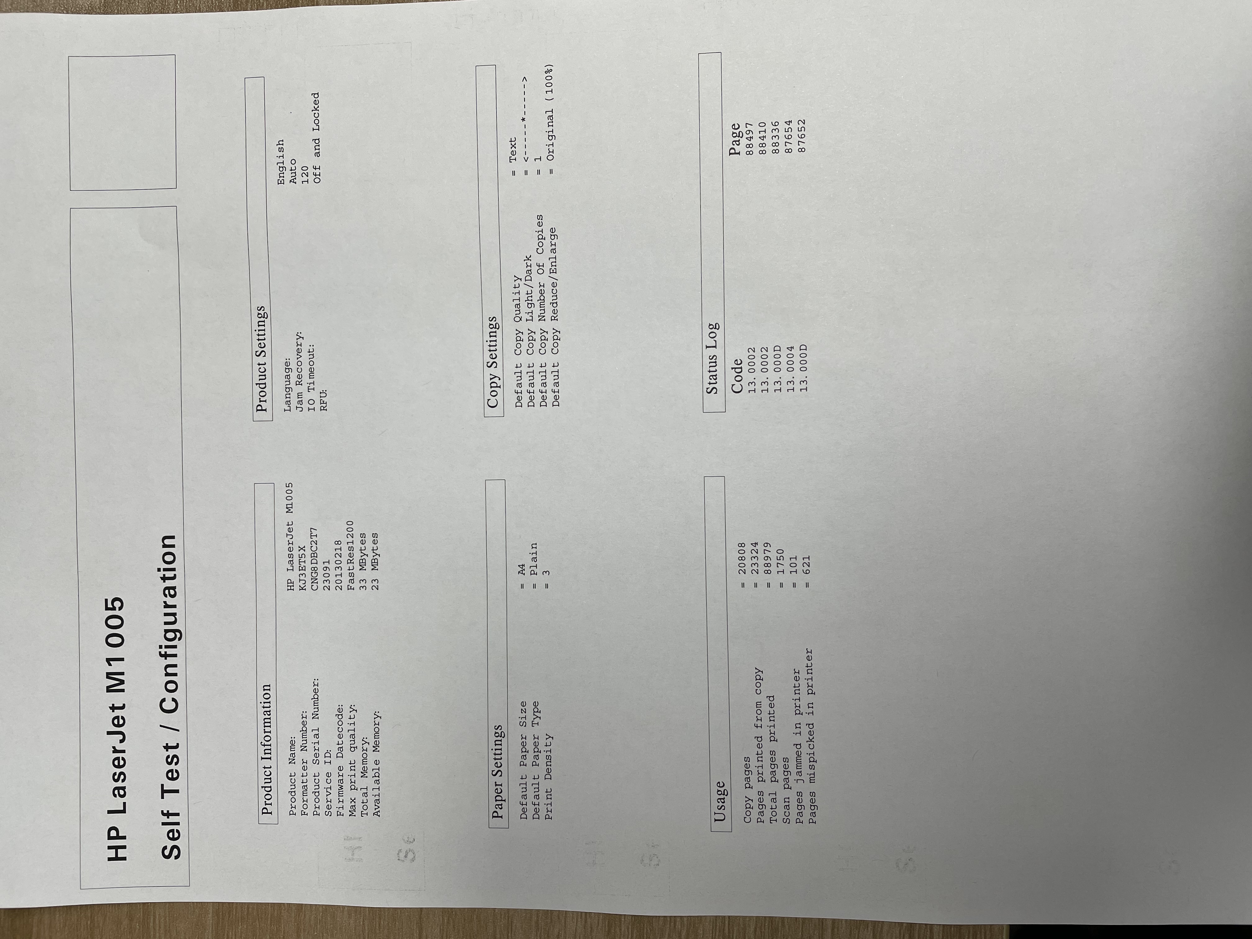 HP Laser Jet M1005 MFP每打印一页需要点一下🆗键 - 惠普支持社区 - 1331660