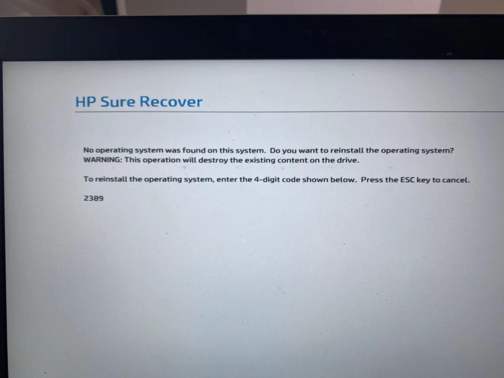 点开机就显示HP Sure Start Recovery，无法退出和启动系统 - 惠普支持社区 - 1162253
