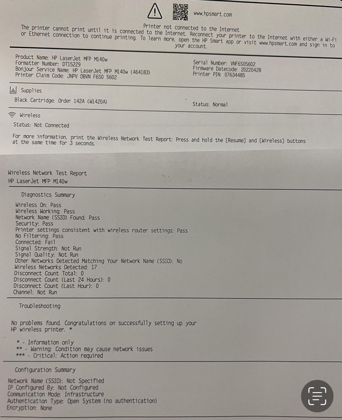 LaserJet MFP M140we 重置后连不上打印机 - 惠普支持社区 - 1203142